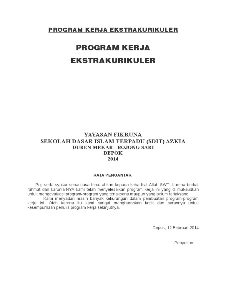 Program Kerja Ekstrakurikuler | PDF