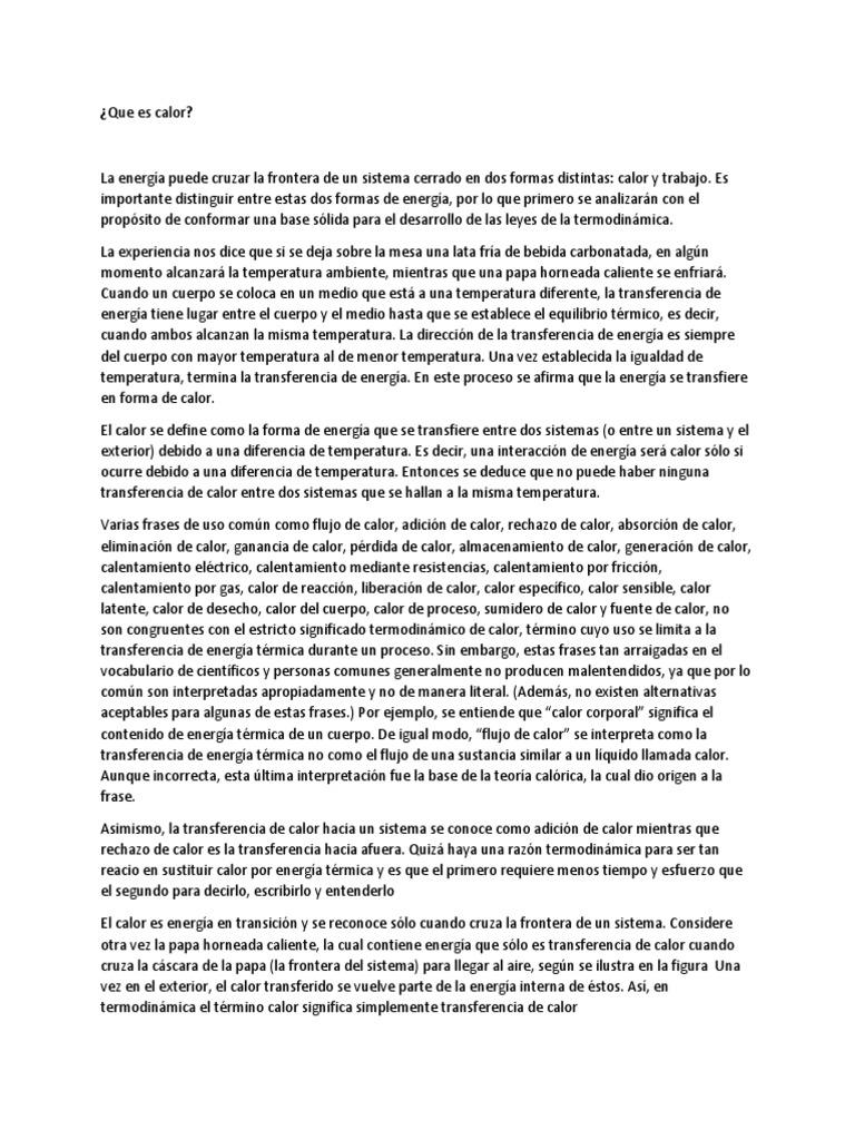 Que Es Calor | PDF | Calor | Temperatura