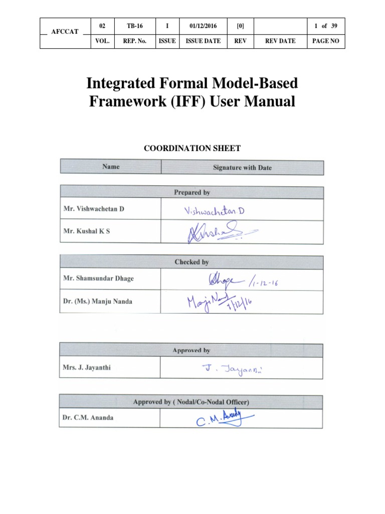 TB-16 Integrated Formal Model-Based Framework (IFF) User Manual, Rev ...