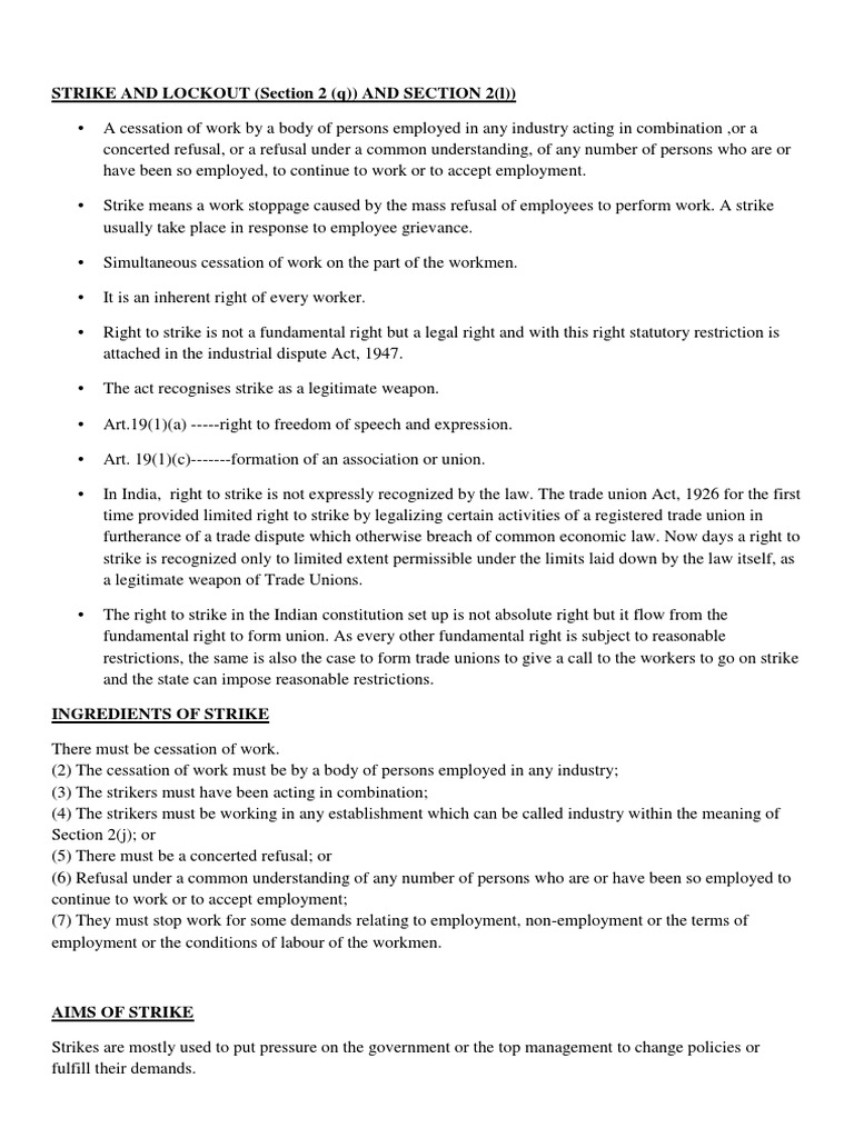 Strike and Lockout | PDF | Lockout (Industry) | Strike Action