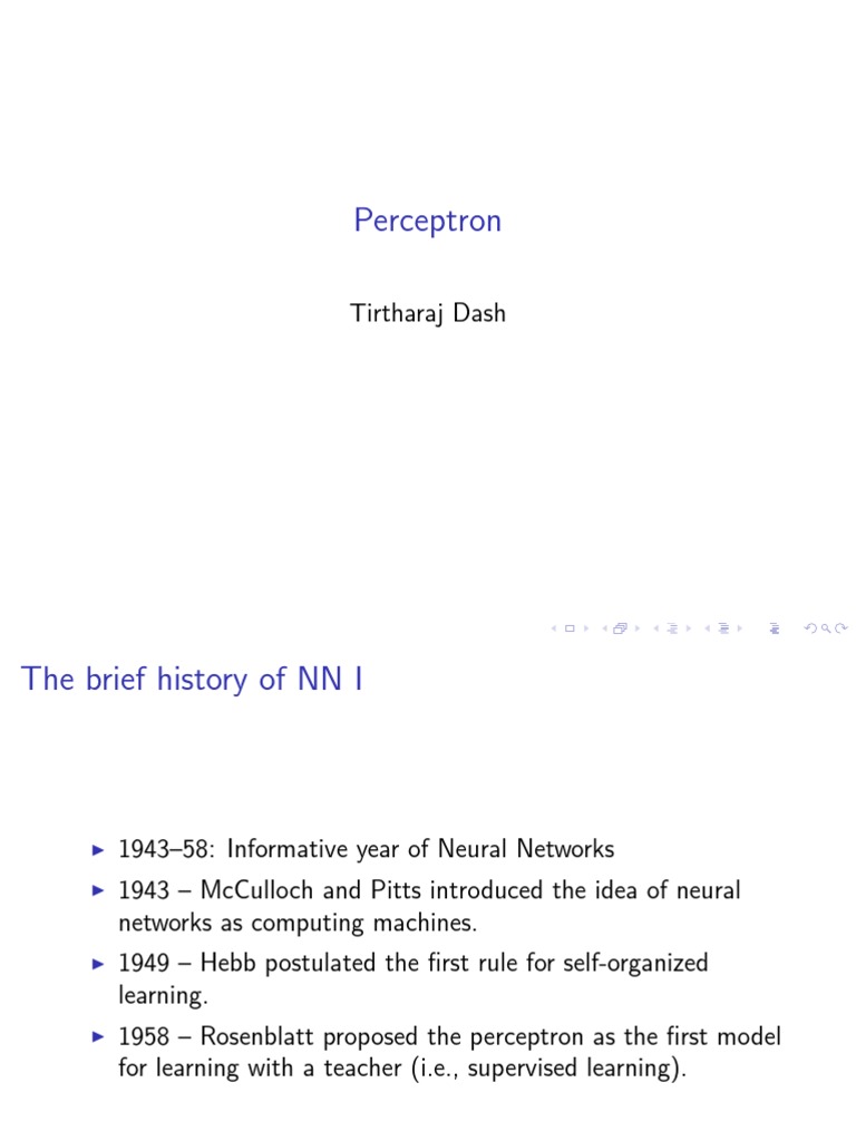 Perceptron: Tirtharaj Dash | PDF | Artificial Neural Network ...