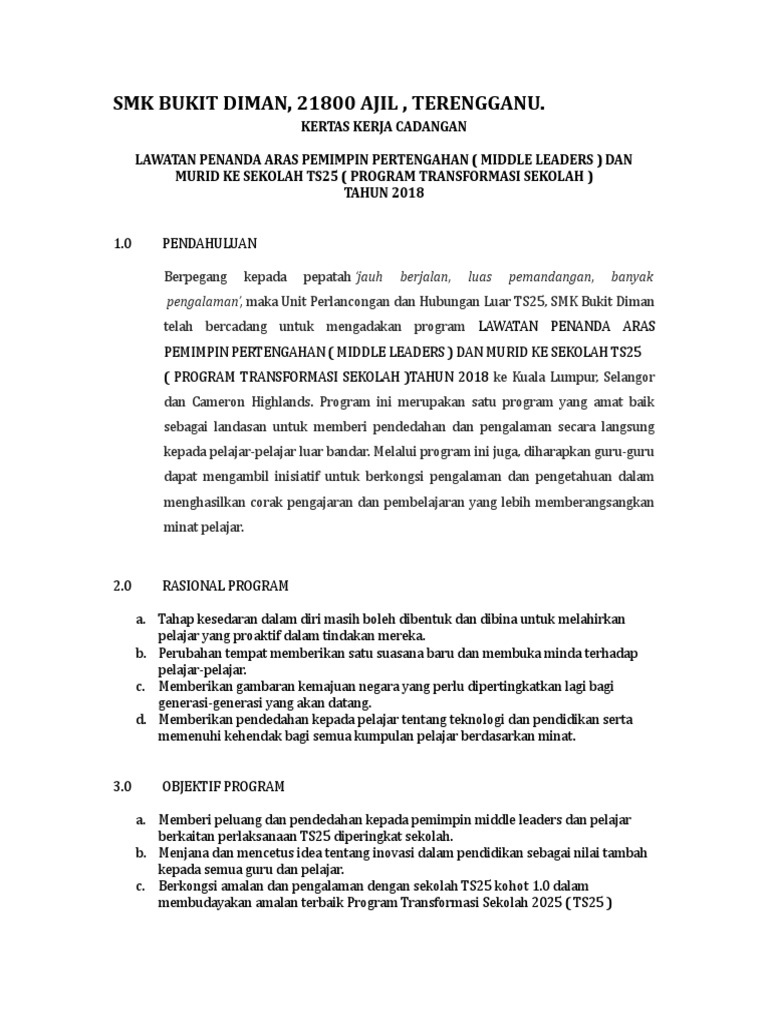 Contoh Kertas Kertas Lawatan Penanda Arasan Perkongsiian Ilmu ...