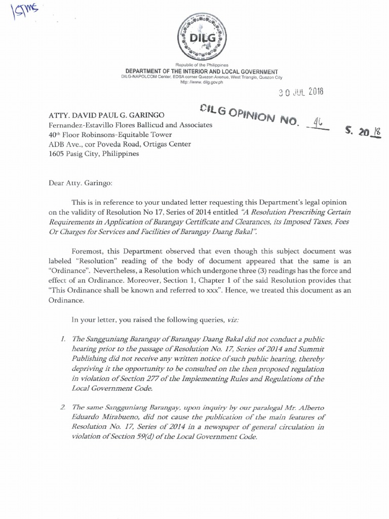 Validity of A Resolution of The Local Sanggunian | PDF