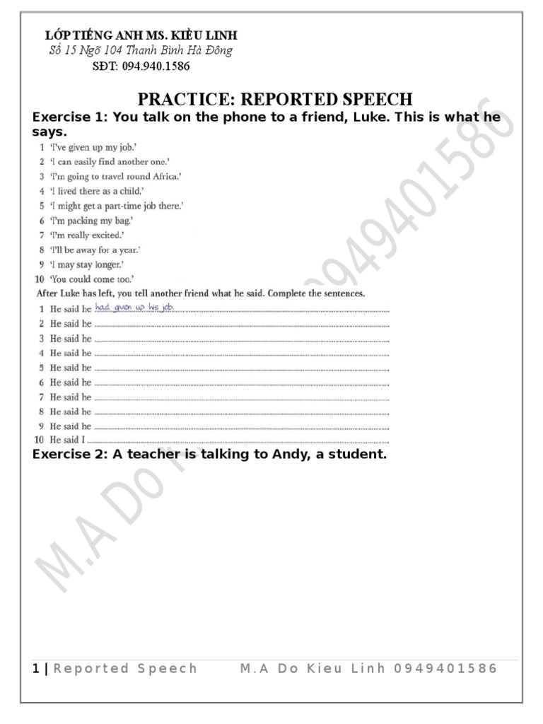 Reported Speech Full | PDF | Language Mechanics | Cognitive Science