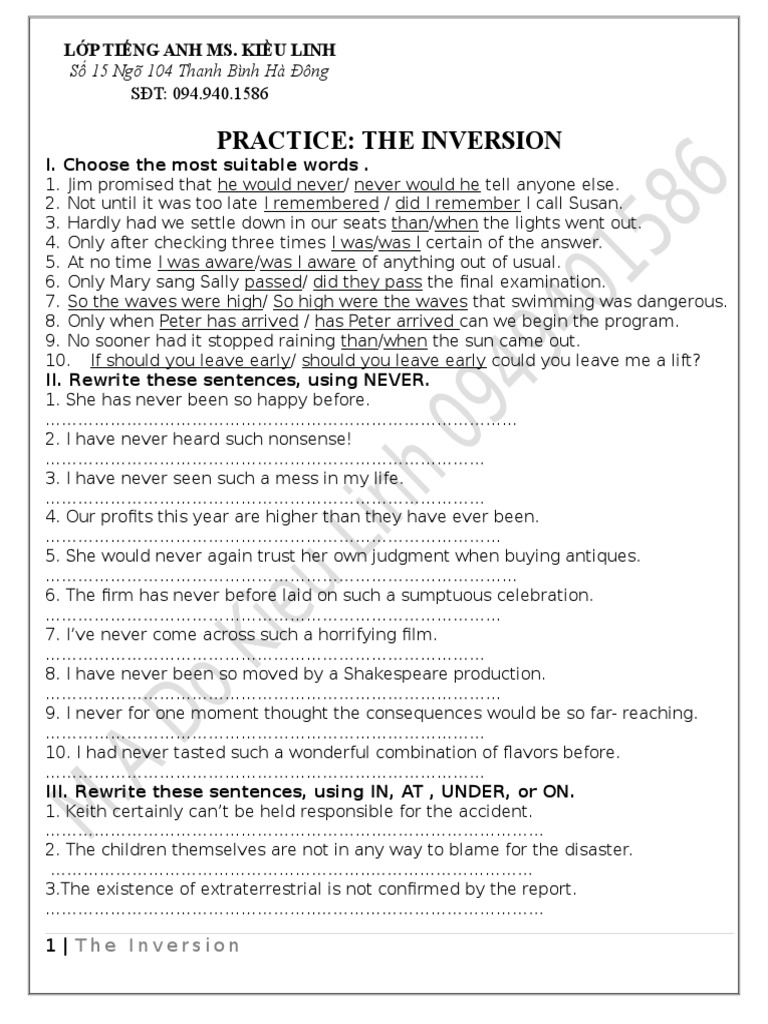 The Inversion Exercises | PDF