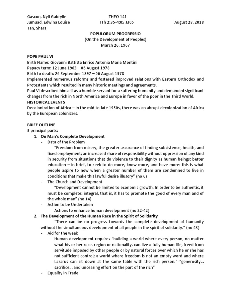 Populorum Progressio | Download Free PDF | Peace