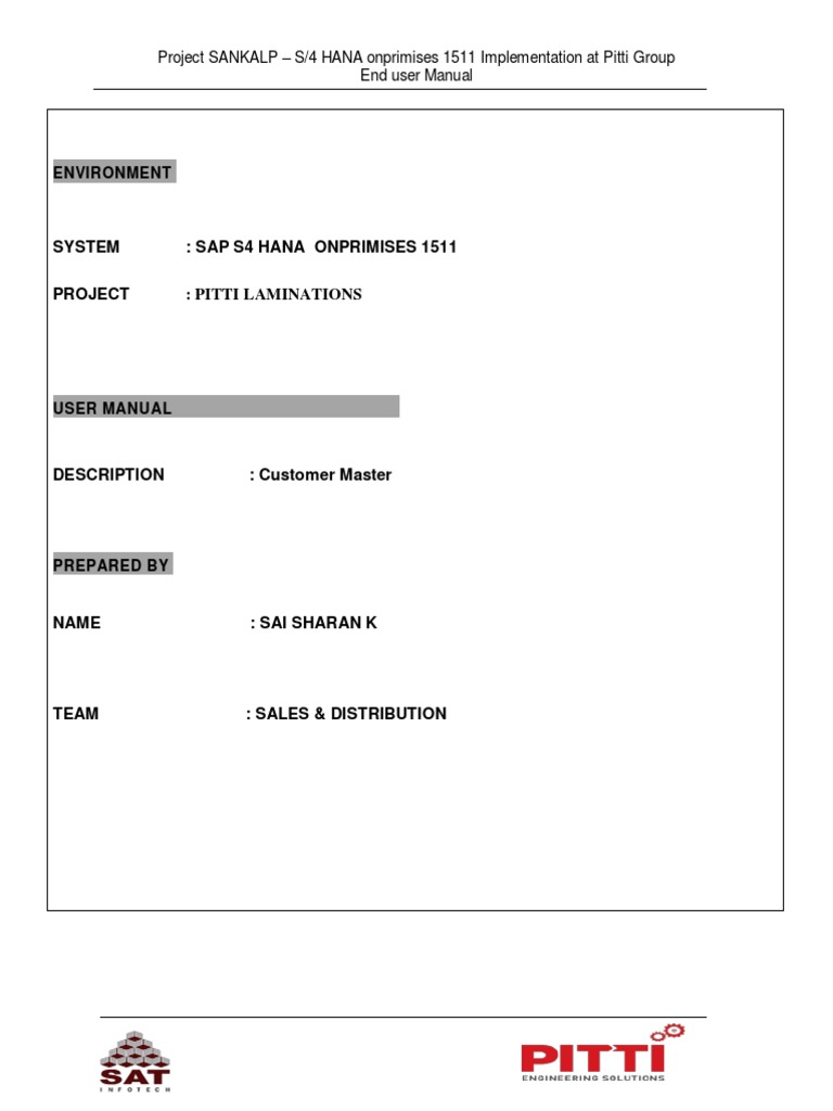 Customer Master End User Manual | PDF | Information Technology ...