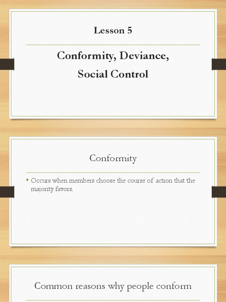 Lesson 5: Conformity, Deviance, Social Control | PDF | Deviance ...
