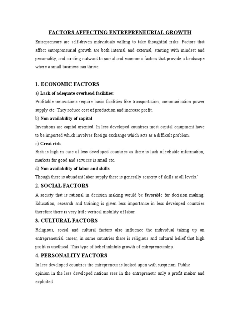 Factors Affecting Entrepreneurial Growth | PDF | Entrepreneurship | Change