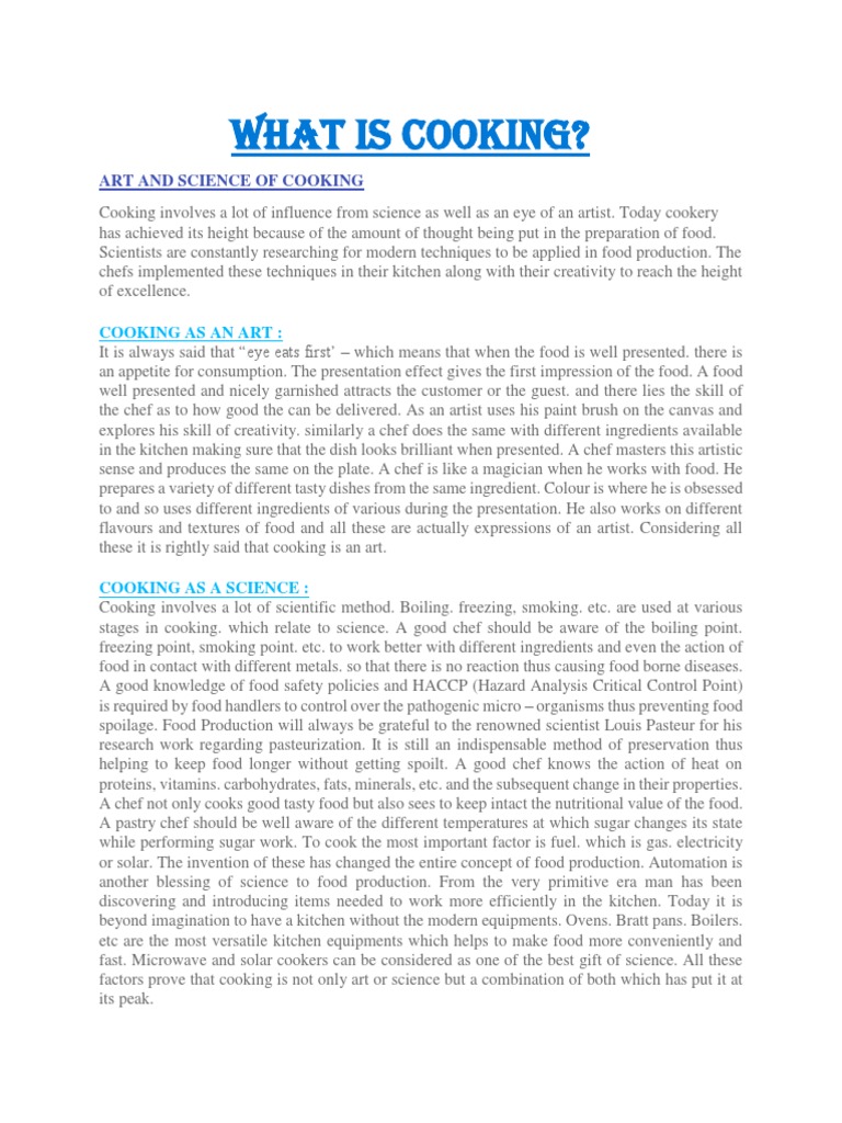 What Is Cooking | PDF | Meal | Foods