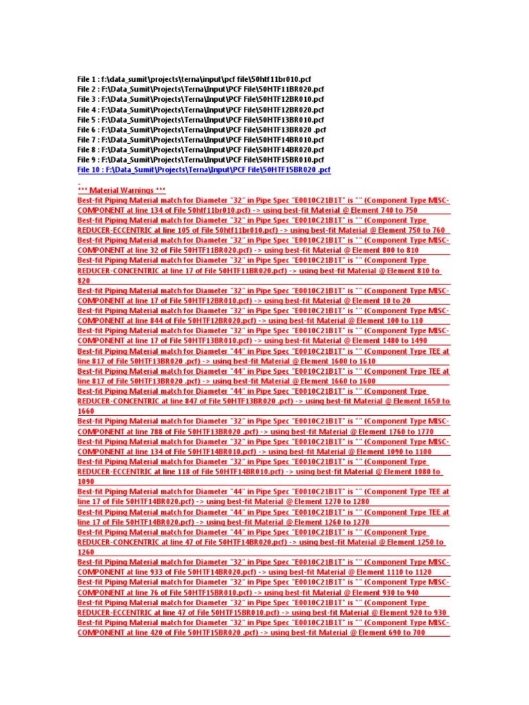 File 10: F:/Data - Sumit/Projects/Terna/Input/PCF File/50HTF15BR020 .PCF | PDF | Areas Of ...