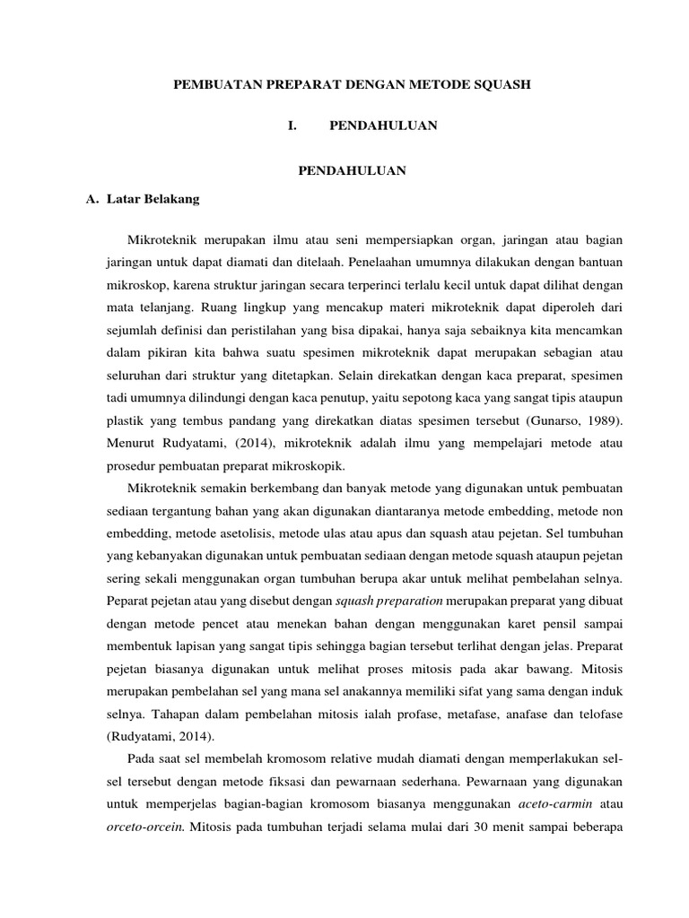 Pembuatan Preparat Dengan Metode Squash | PDF | Sains & Matematika
