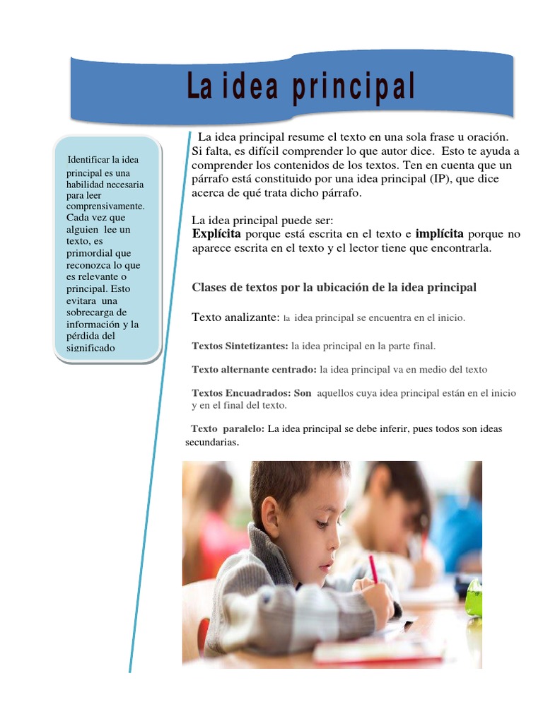 Estrategias para Identificar la Idea Principal | PDF | Concepto ...