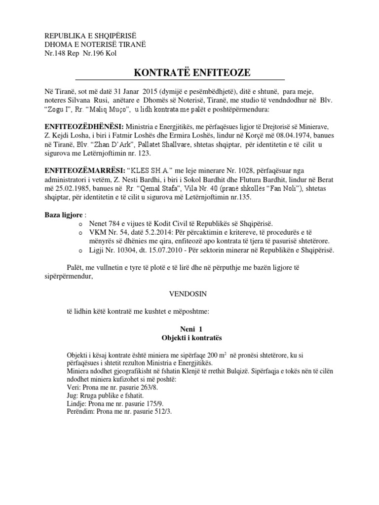 Kontrate-Enfiteoze | PDF