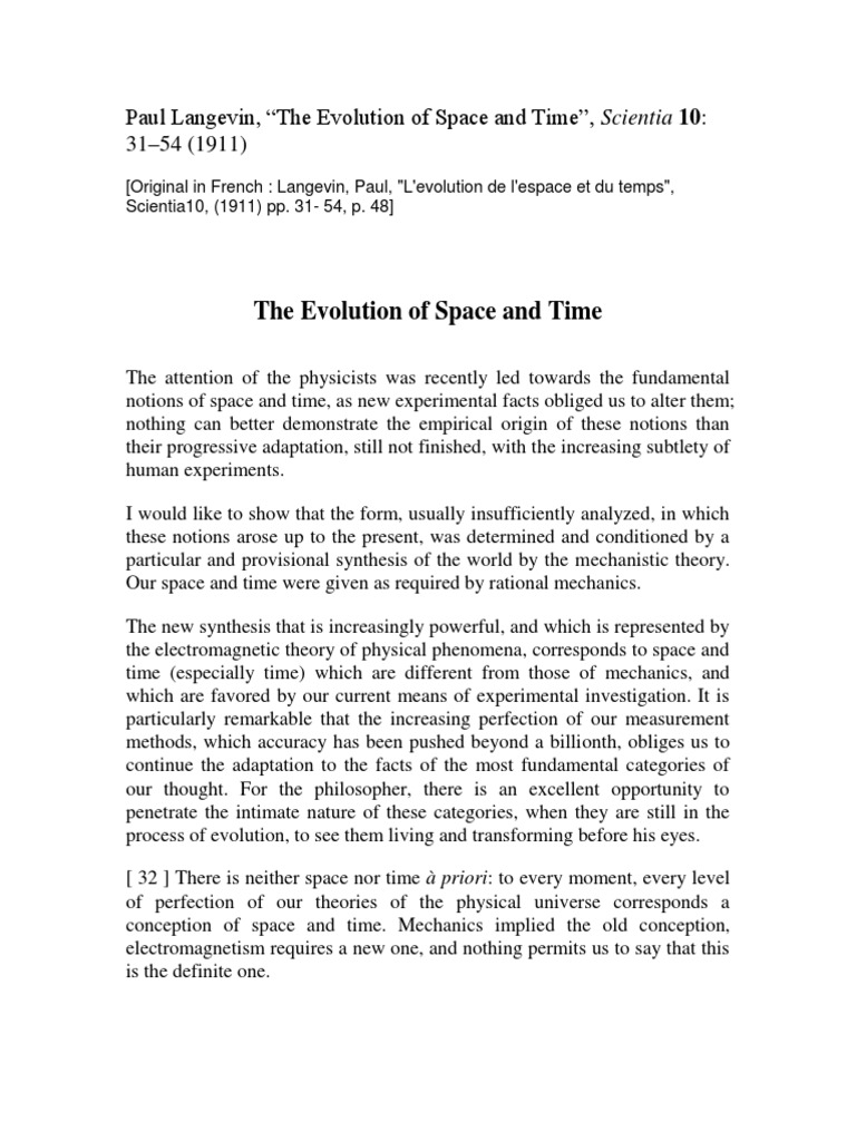 1911 Paul Langevin Twin Paradox Paper PDF | PDF | Luminiferous Aether ...