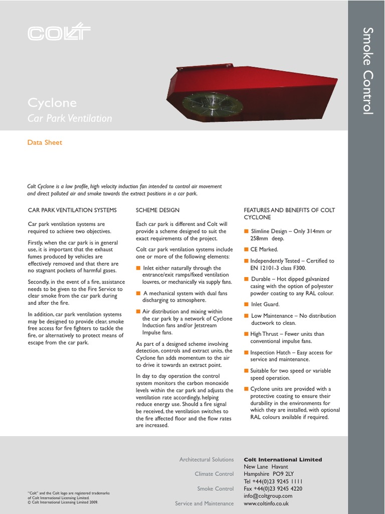 Colt Jet Fan | PDF | Ventilation (Architecture) | Parking Lot