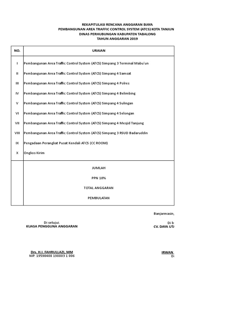 Rekap Rab Atcs Tanjung Ok | PDF