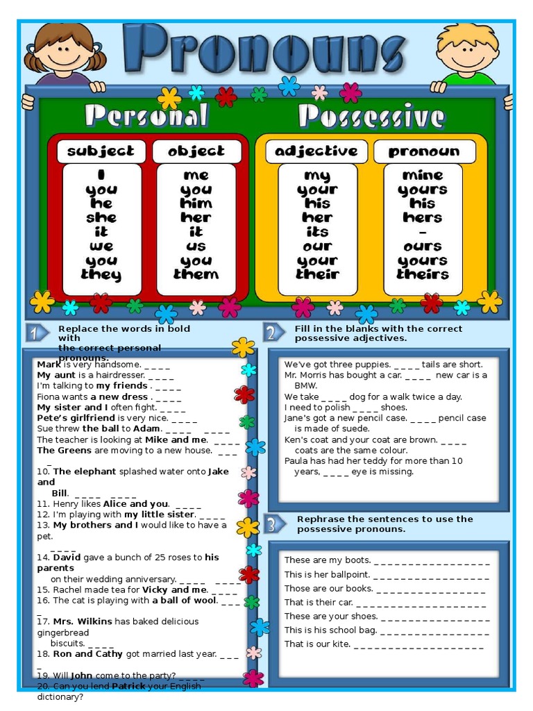 Pronouns Revision Fun Activities Games Grammar Drills - 17132 | PDF ...