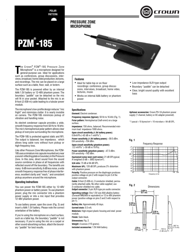 Pressure Zone Microphone: Polar Pattern | PDF | Microphone | Decibel