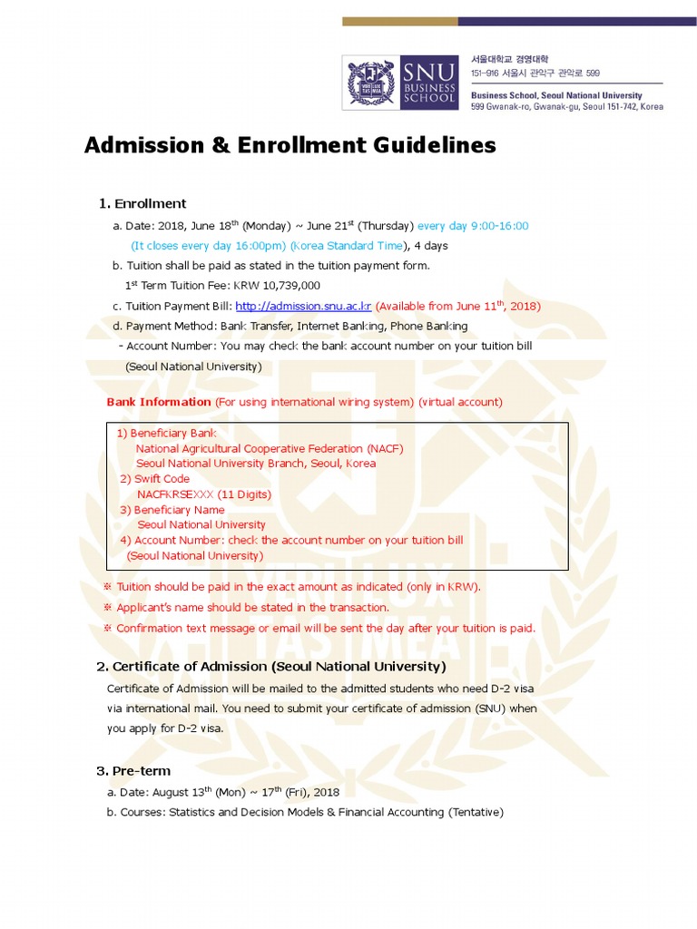 Admission & Enrollment Guidelines | PDF | Business