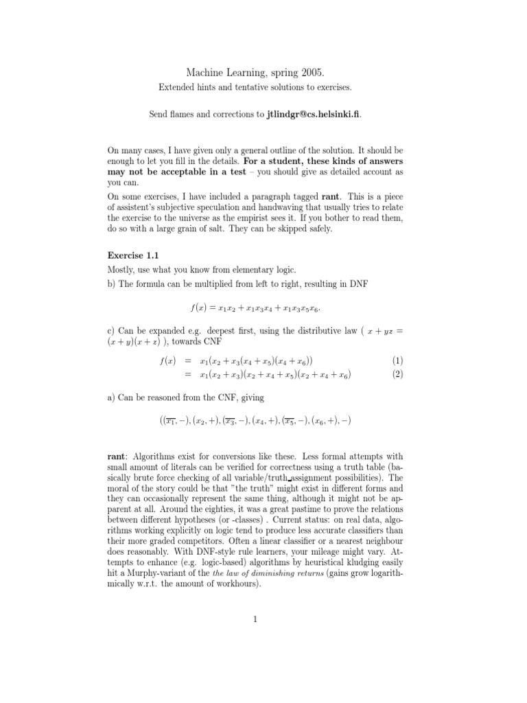 Machine Learning, Spring 2005 | PDF | Statistical Classification | Mathematical Optimization