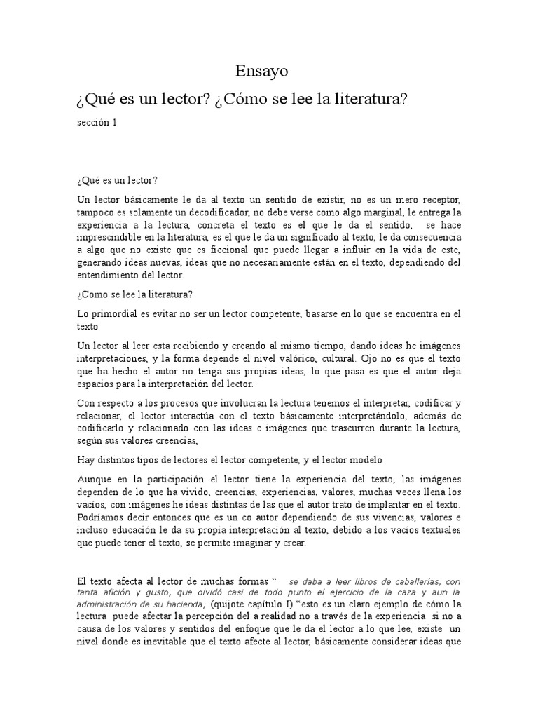 Qué Es Un Lector | PDF | Lectura (proceso) | Autor