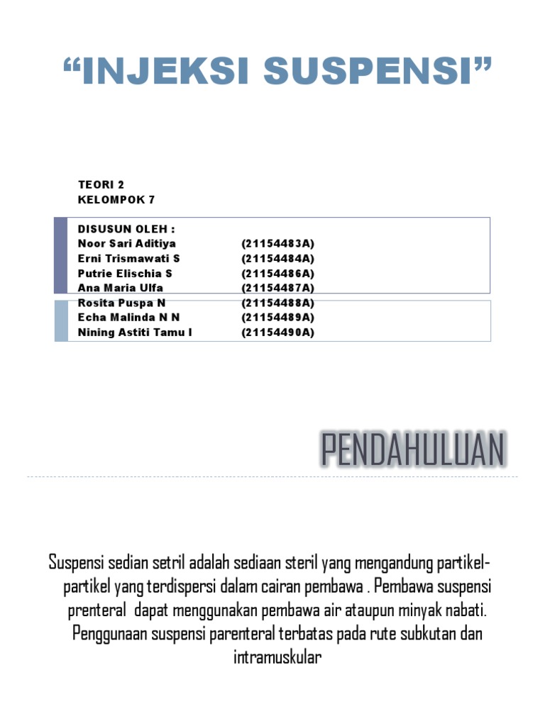 Injeksi Suspensi | PDF
