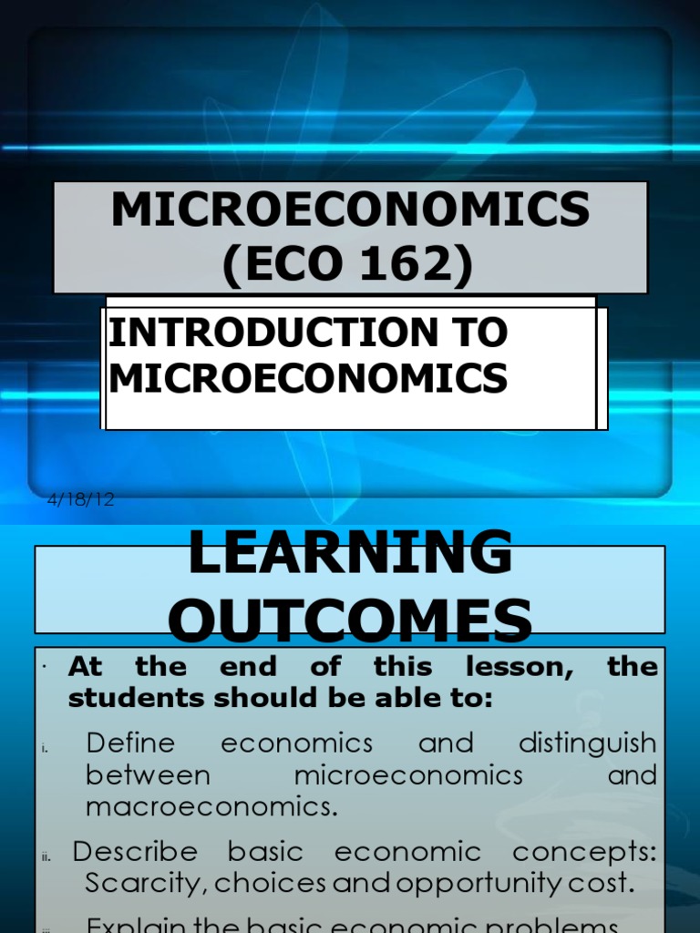 1 ECO 162 Introduction To Micro Economic | PDF