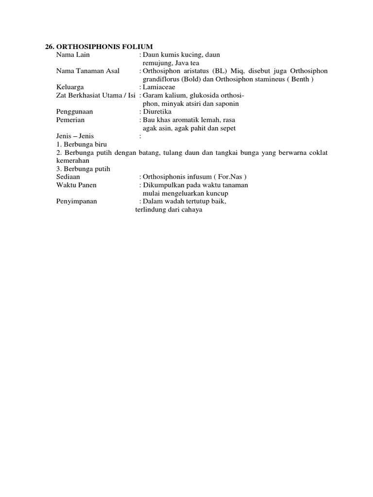 Orthosiphonis Folium | PDF