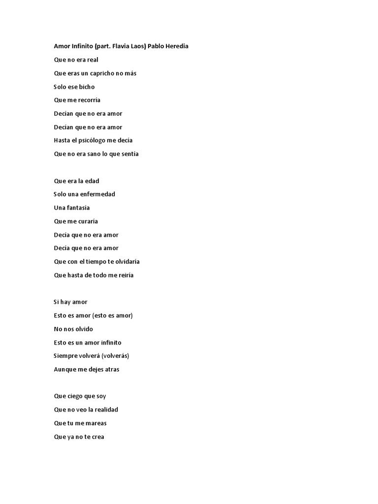Amor Infinito Letra | PDF