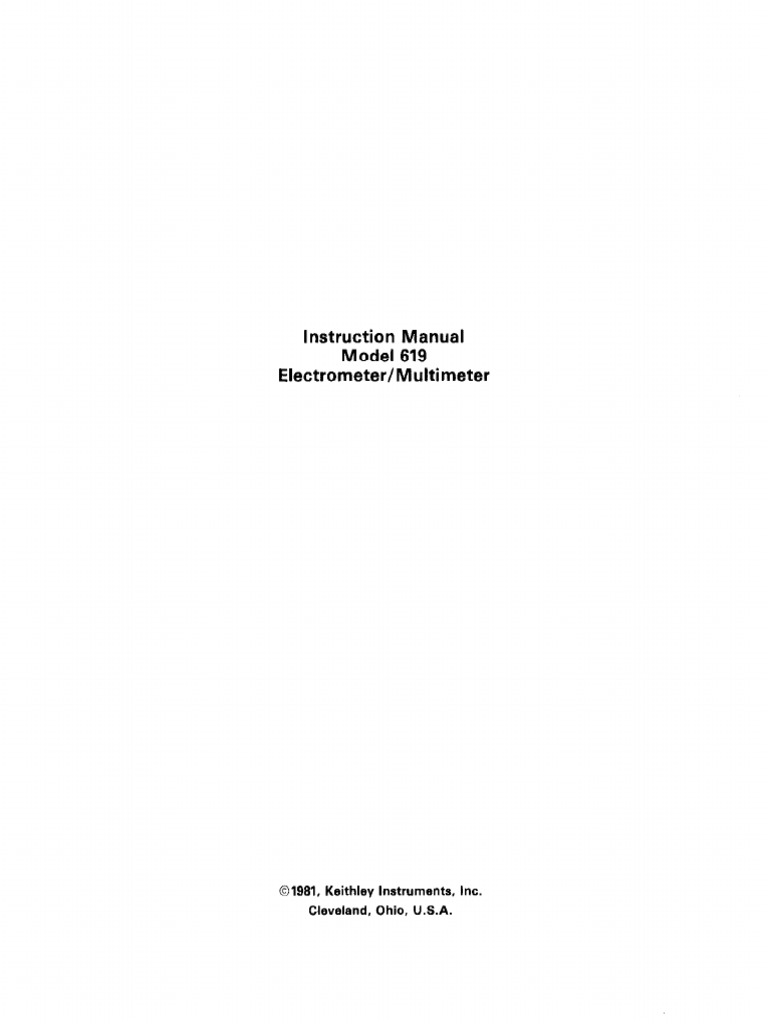 Keithley 619 Electrometer/Multimeter Manual | PDF | Power Supply ...