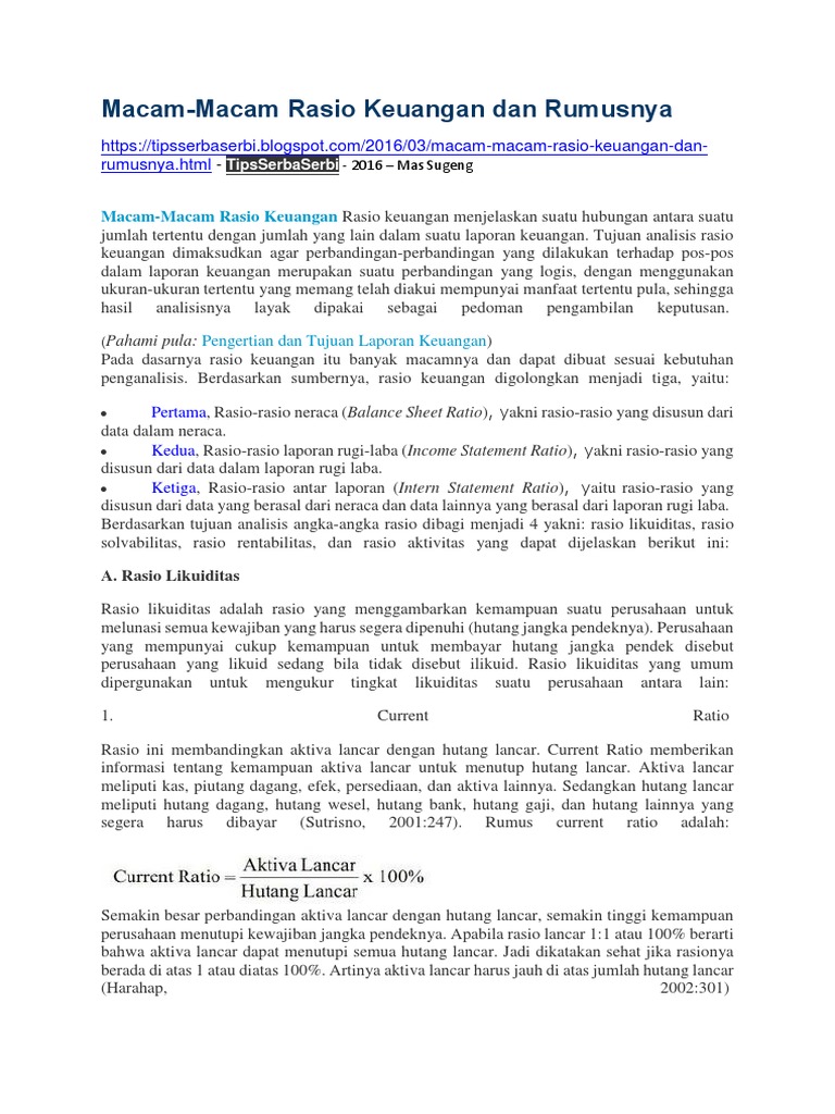 Macam - Macam Rasio Keuangan | PDF