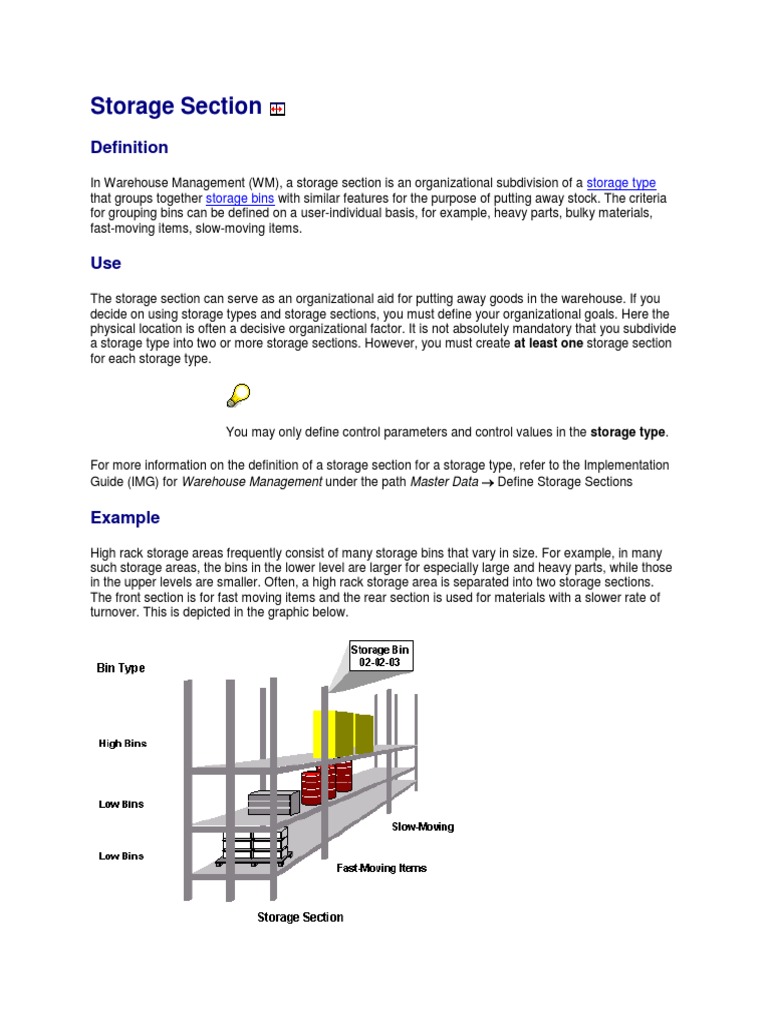Storage Section: Storage Type Storage Bins | PDF