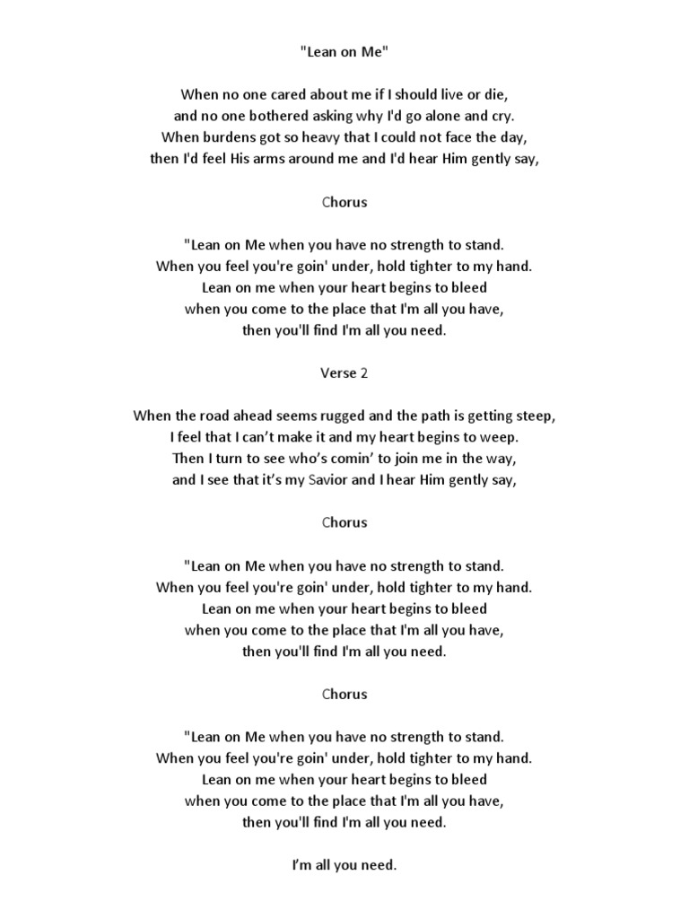Lean on Me Song Summary | PDF
