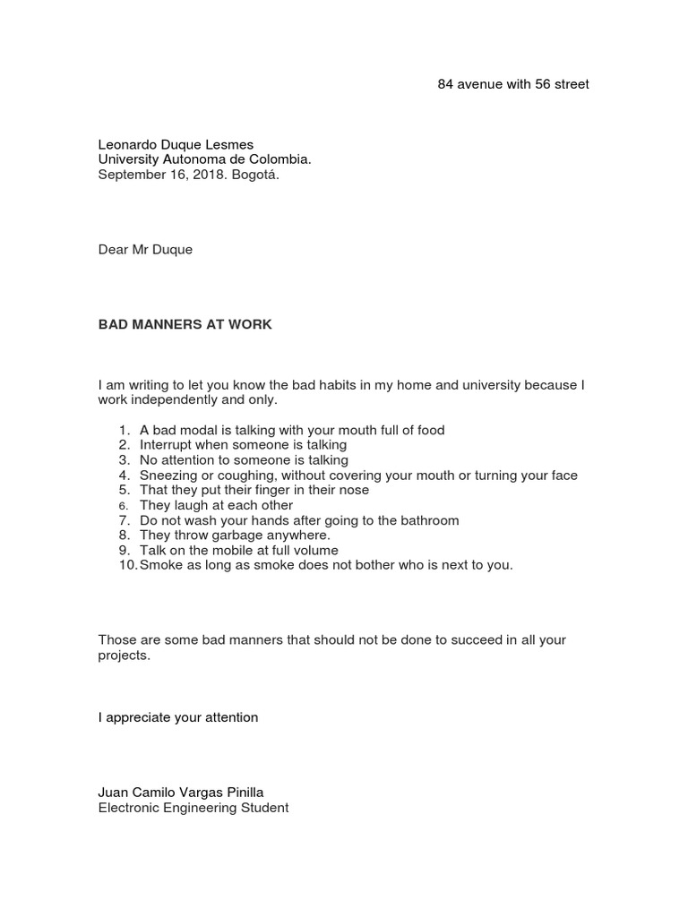 84 Avenue With 56 Street: Bad Manners at Work | PDF | Social Science