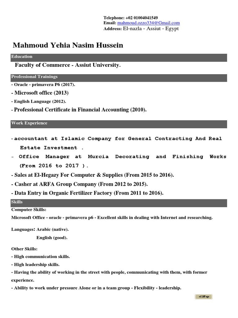 Mahmoud - Yahia C.V | PDF