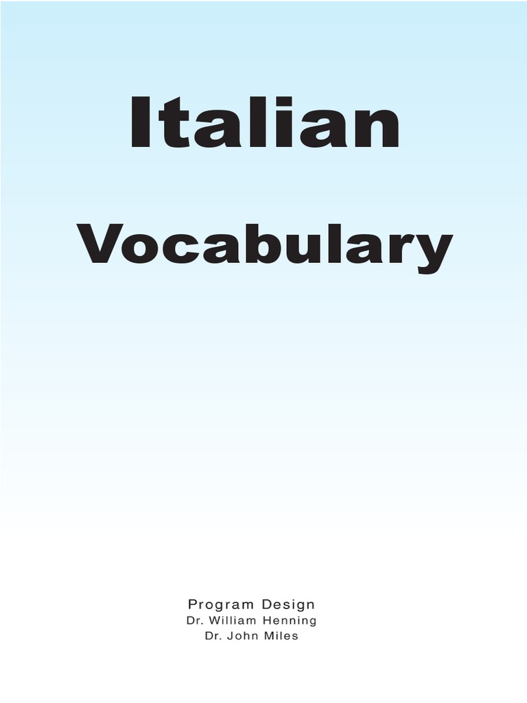 Italian Vocabulary Resource Guide | PDF