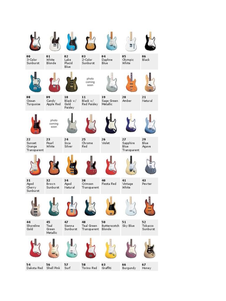 Fender Color Chart | PDF | Red | Color