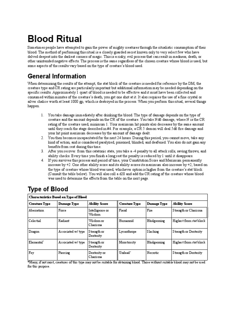 Blood Ritual v21 | PDF | Dungeons & Dragons | Leisure
