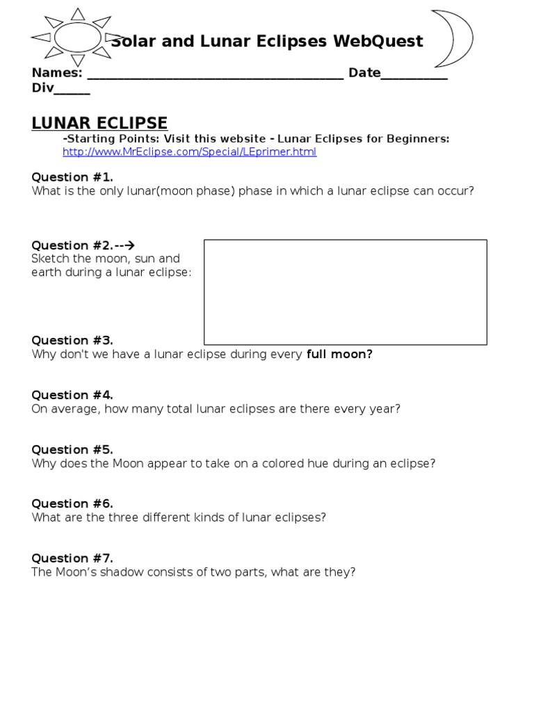 6th Grade Solar System Webquest