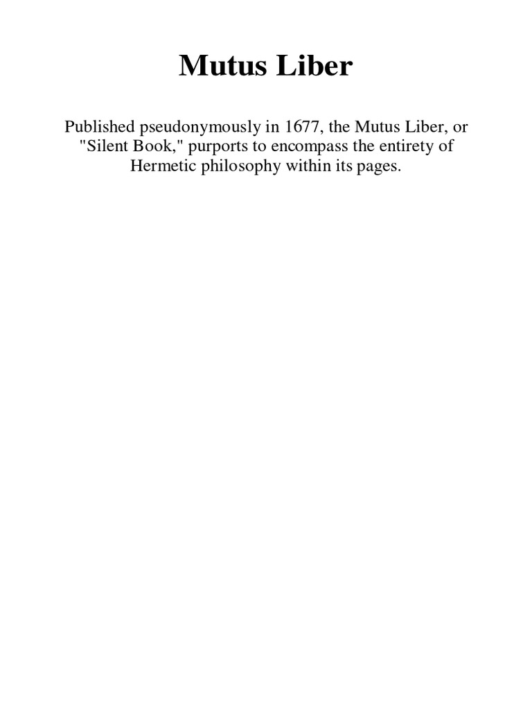 Mutus Liber - Unknown PDF | PDF