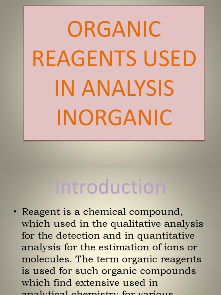 Organic Reagents Used in Analysis Inorganic | PDF | Ion Exchange ...