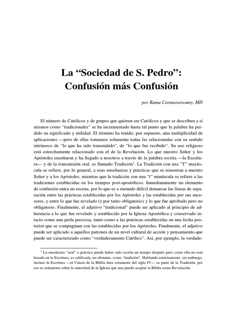Rama P. Coomaraswamy - La Sociedad de San Pedro - Confusión Más ...