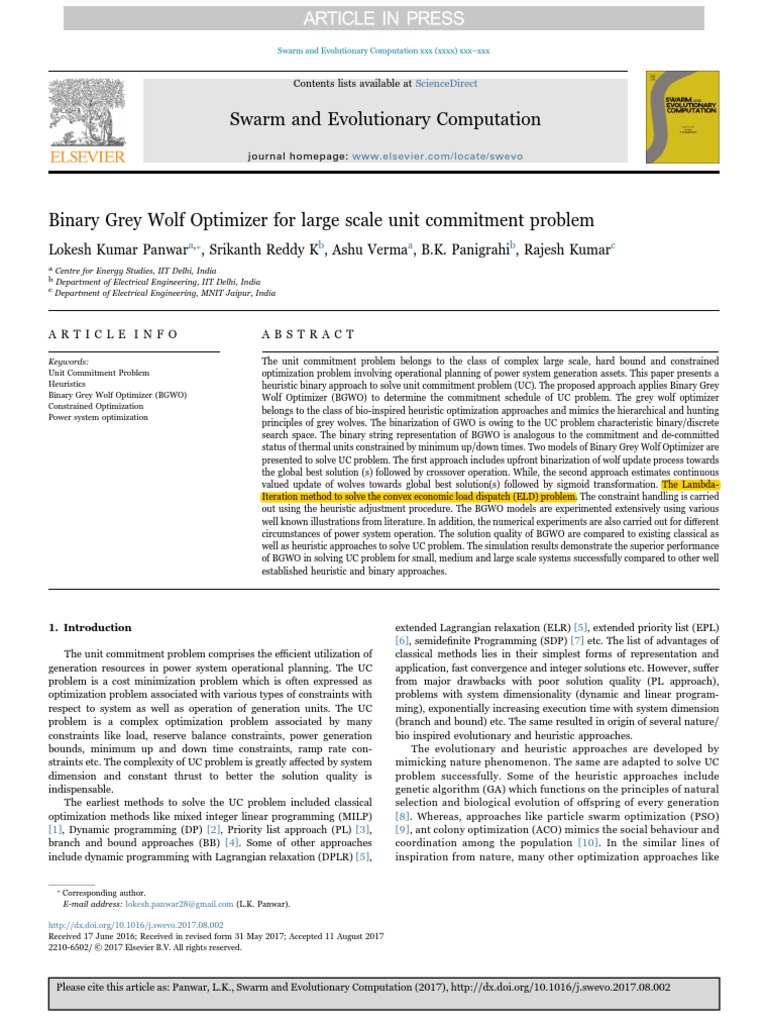 2017-Binary Grey Wolf Optimizer For Large Scale Unit Commitment Problem ...