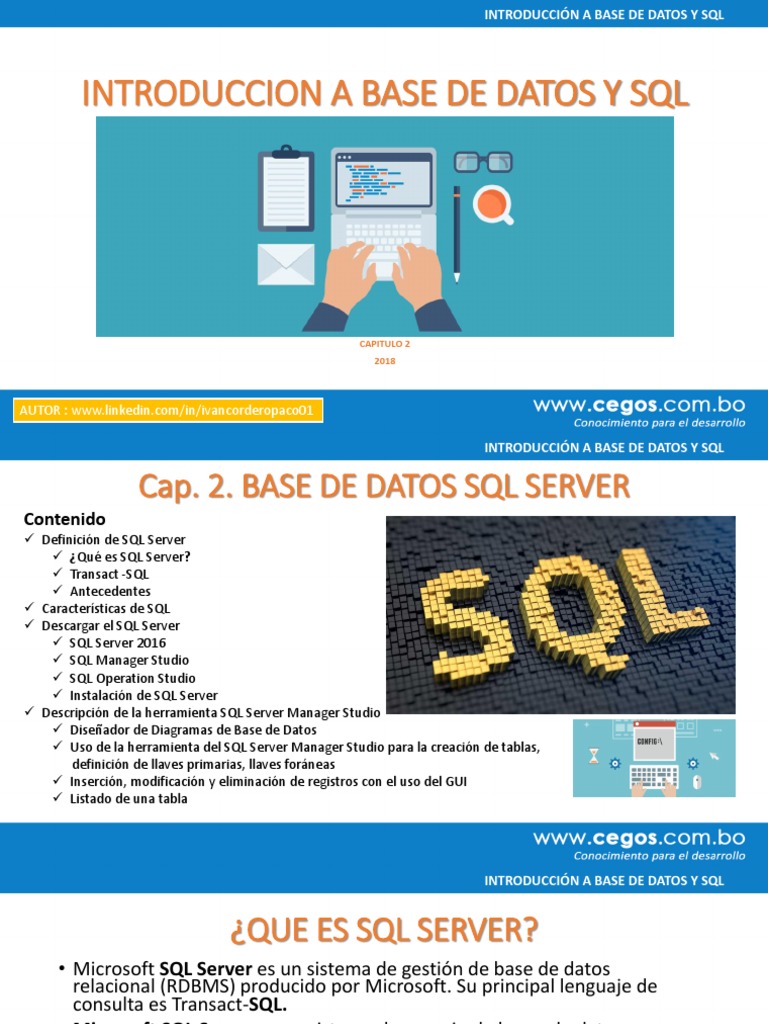 Cap 2 Base de Datos Sqlserver SQL | PDF | Servidor SQL de Microsoft | SQL