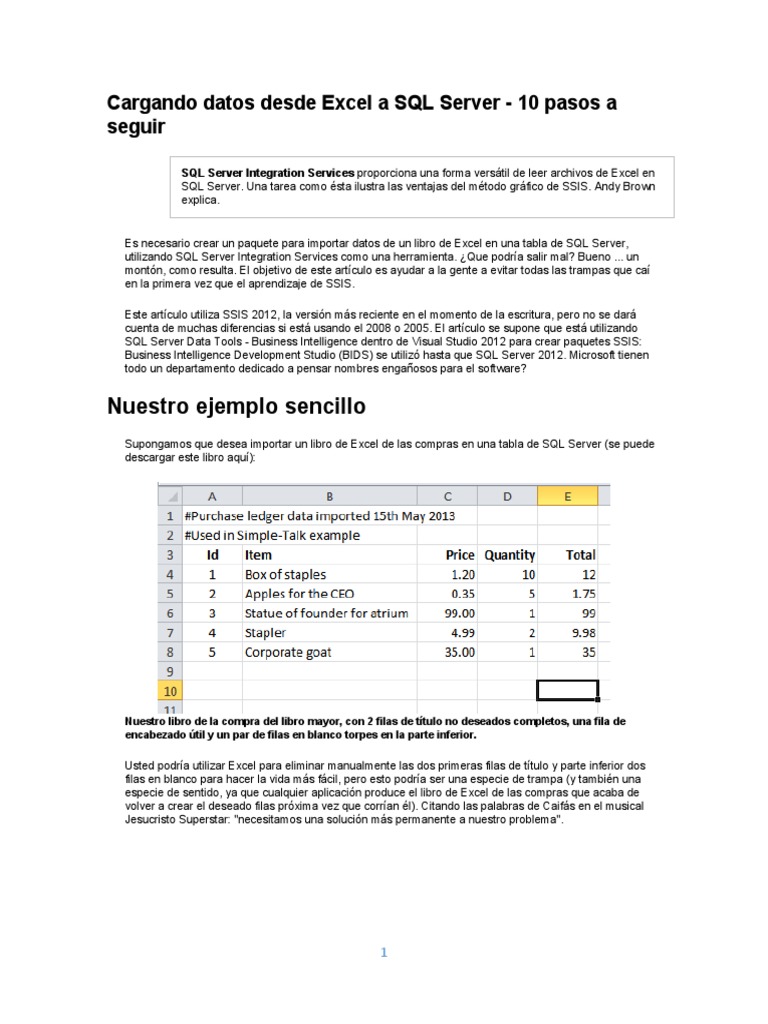 Lab4-Cargando Datos Desde Excel A SQL Server | PDF | Servidor SQL de Microsoft | Tabla (base de ...
