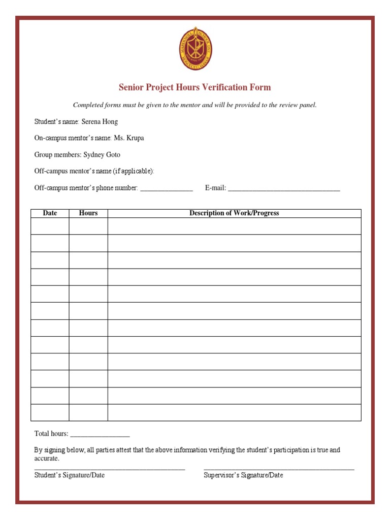 Service Project Hours | PDF