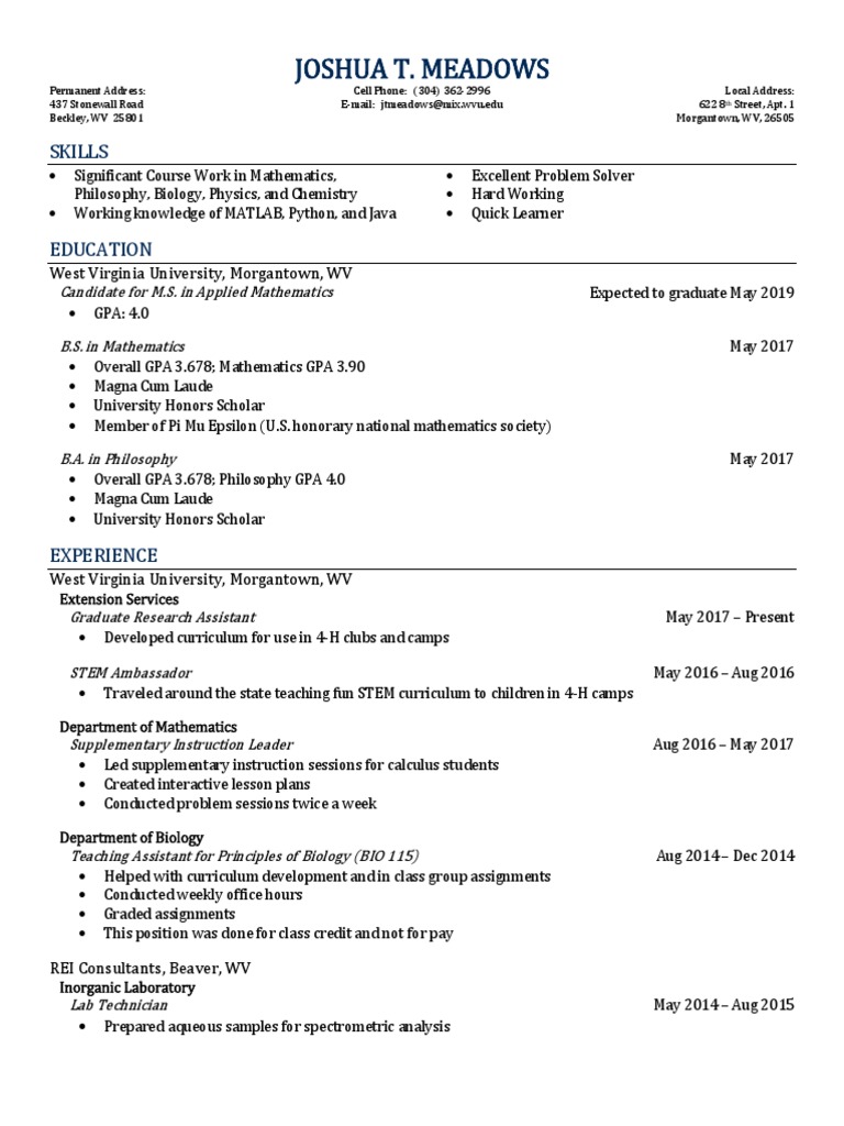 Joshua Meadows Resume | PDF | Curriculum | Pedagogy