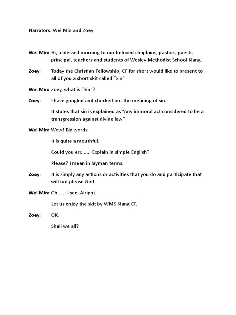 Short Skit on the Meaning of Sin | PDF | Seven Deadly Sins | Christianity