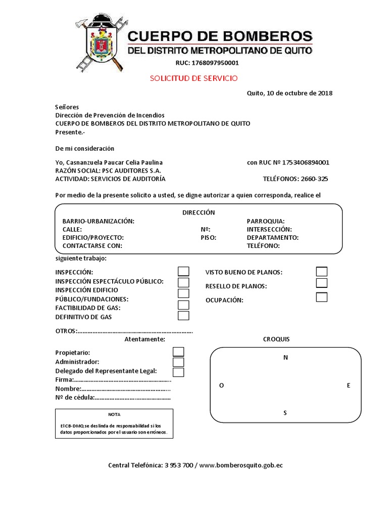 Solicitud Bomberos | PDF